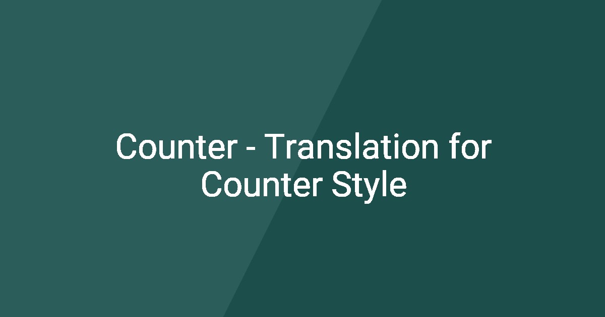Counter - Translation for Counter Style