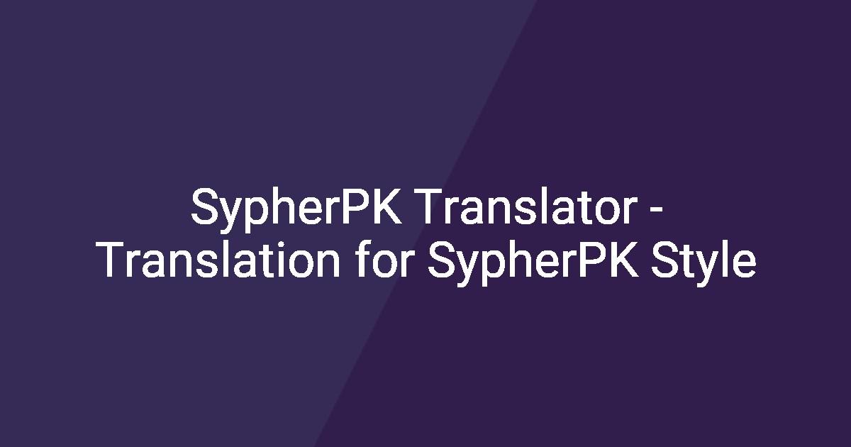 SypherPK Translator - Translation for SypherPK Style